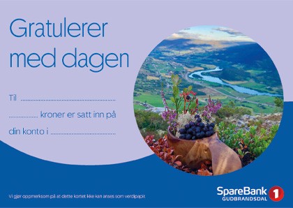 Gavekort til pengegave | SpareBank 1 Gudbrandsdal