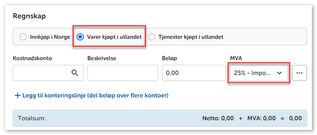 Bokføre kjøp av varer og tjenester fra utlandet i SpareBank 1 Regnskap ...