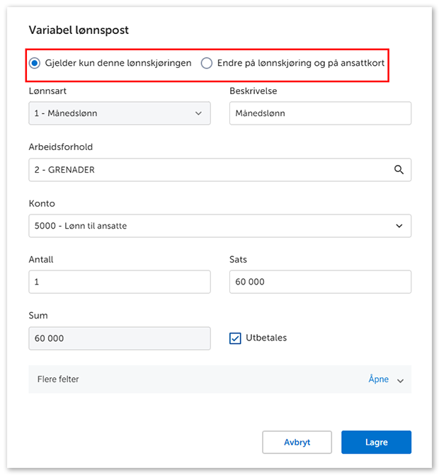 Redigere og slette faste lønnsposter i SpareBank 1 Regnskap | SpareBank 1